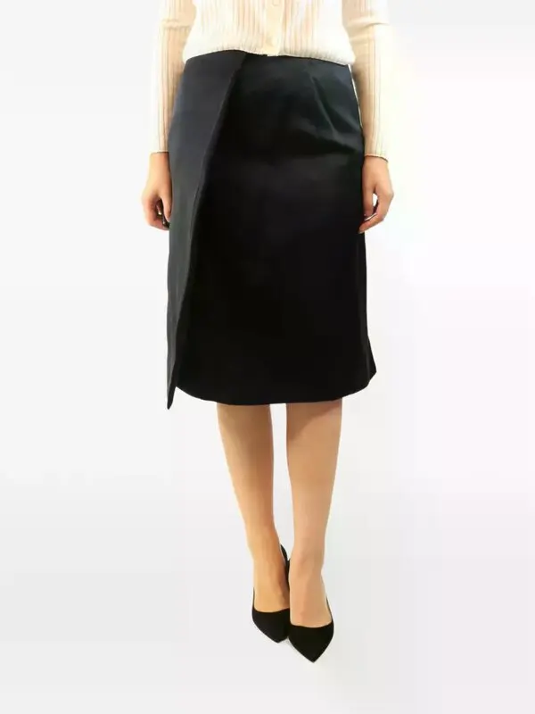 Hermès Satin Wrap Midi Skirt - Black