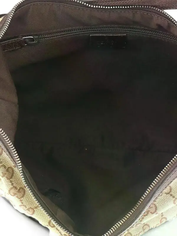 Gucci Saddle Zip Messenger Bag Gg Canvas With Leather Medium Crossbody Bag