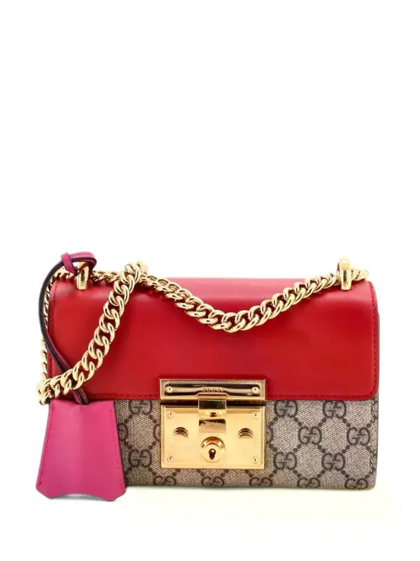 Gucci Padlock Shoulder Bag Gg Coated Canvas And Leather Small Crossbody Bag - Red
