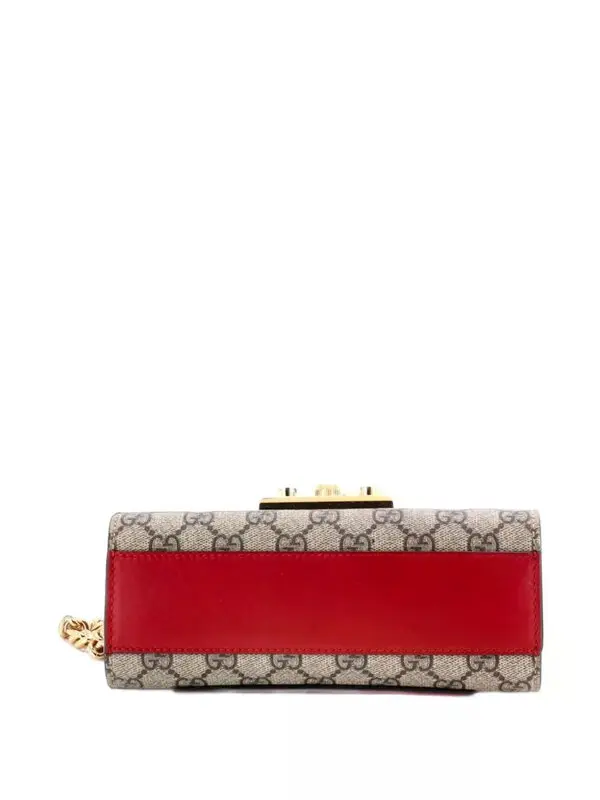 Gucci Padlock Shoulder Bag Gg Coated Canvas And Leather Small Crossbody Bag - Red