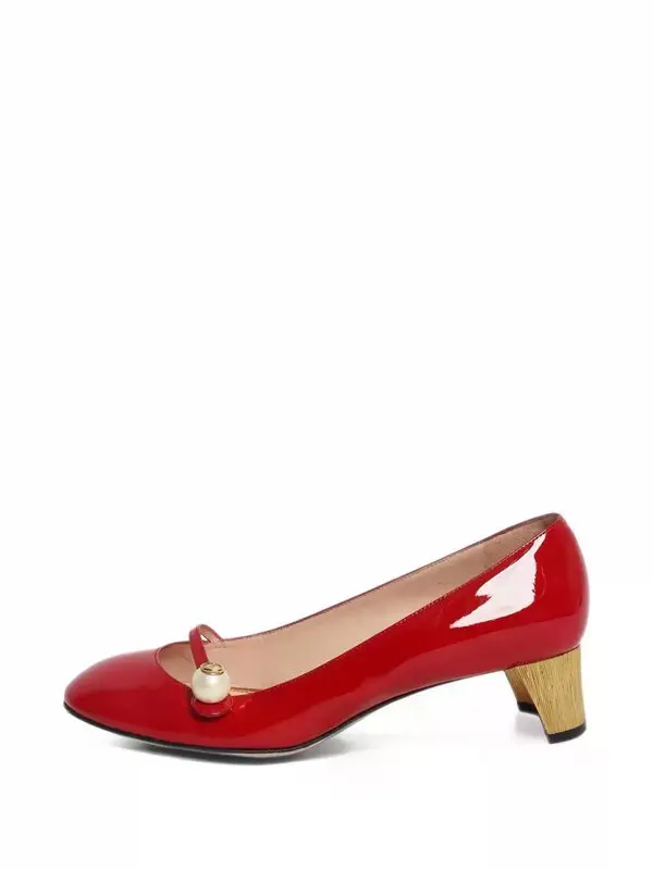 Gucci Mary Jane Pearl-embellished Pumps - Red