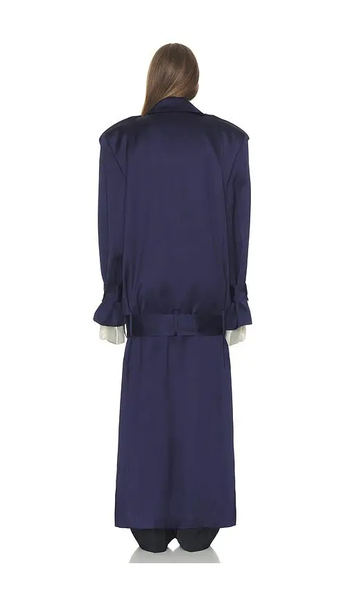HELSA Trench Coat With Low Belt In Double Face Satin
