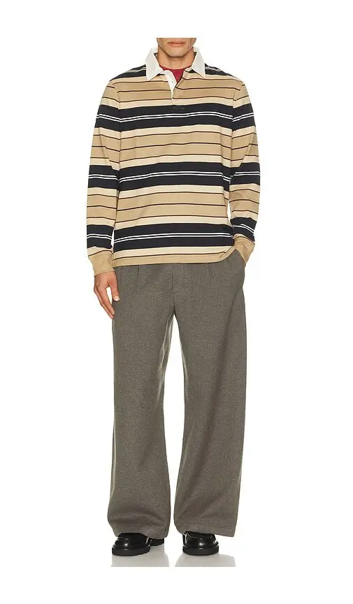 Barbour Frith Tartan Stripe Rugby Polo Shirt In Brown