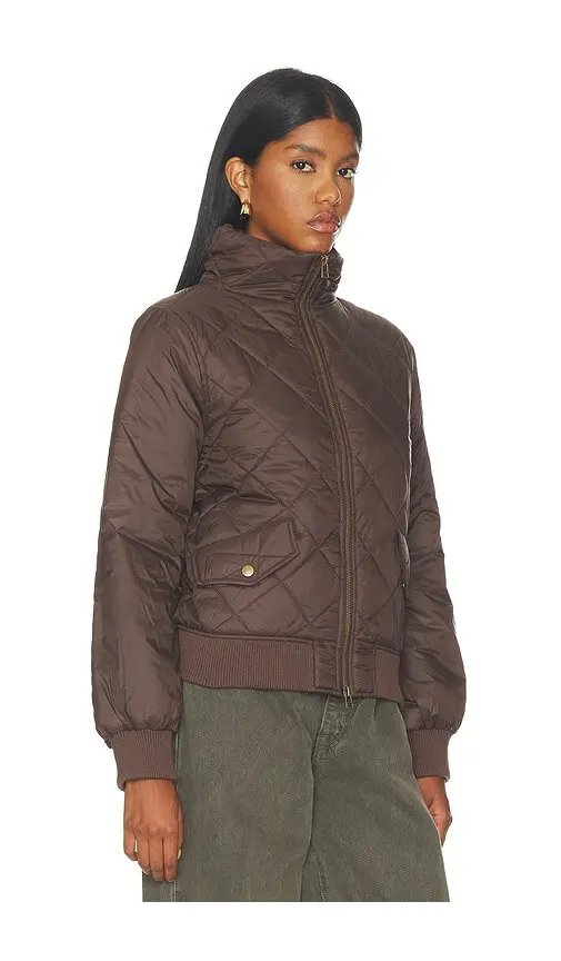 BOBI Leni Mock Neck Jacket In Brown