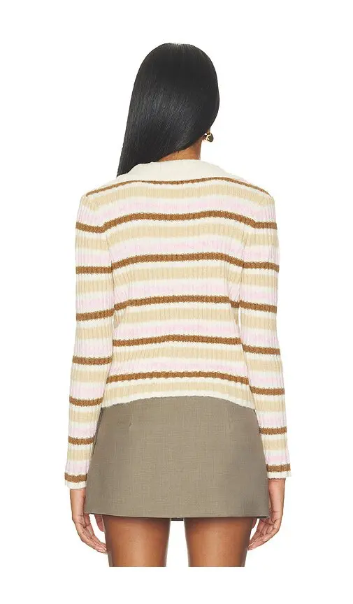 ZEMETA Pink Maple Stripe Knit Cardigan