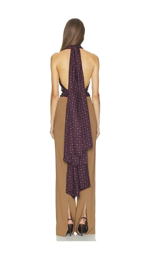 HELSA Natasha Halter In Tie Print In Wine