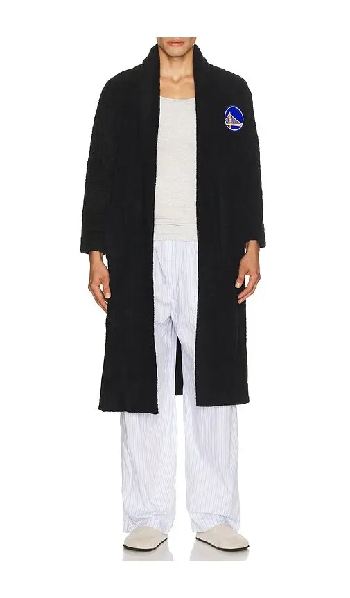 Barefoot Dreams X Nba Golden State Warriors Cozychic Robe In Black