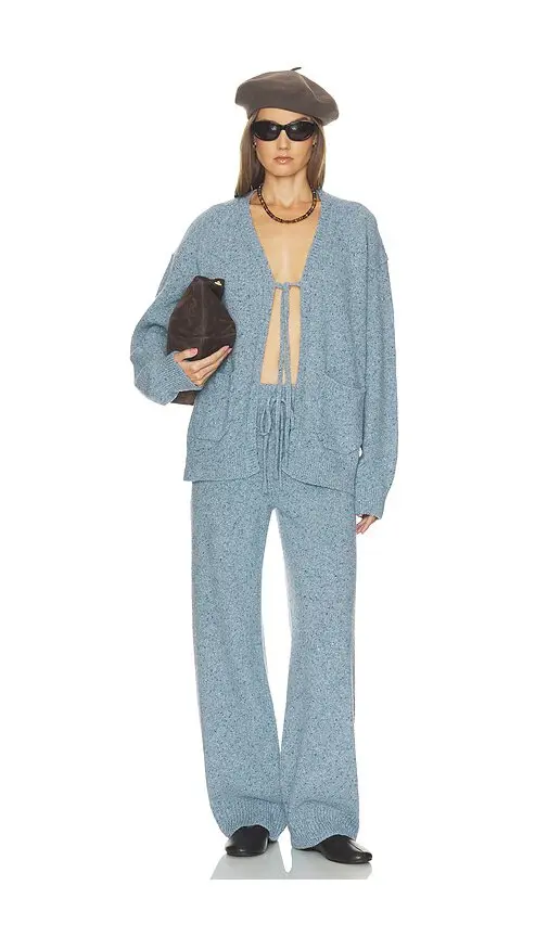 HELSA Paxton Fleck Cardigan In Blue