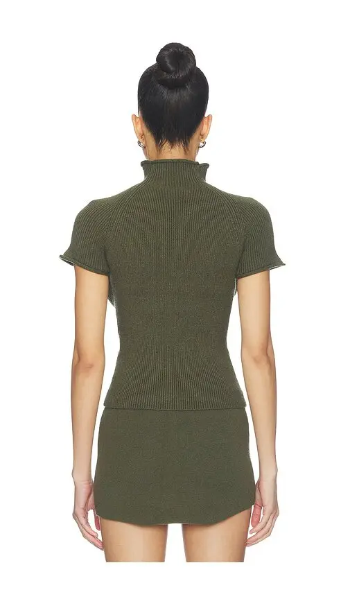 Frankies Bikinis Harmony Cloud Knit Mock Neck Tee In Green