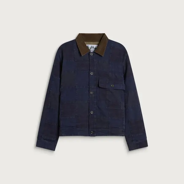 CAFÉ MOUNTAIN Patchwork Workers Jacket - Blue And Bark Patchwork