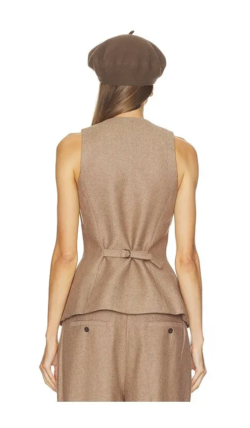 HELSA Italian Herringbone Waistcoat In Brown