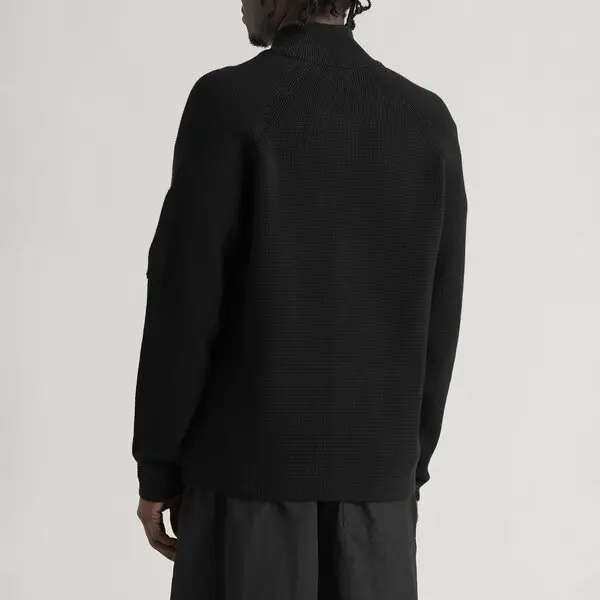 C.P. COMPANY Waffle Knit Lens Zip Cardigan