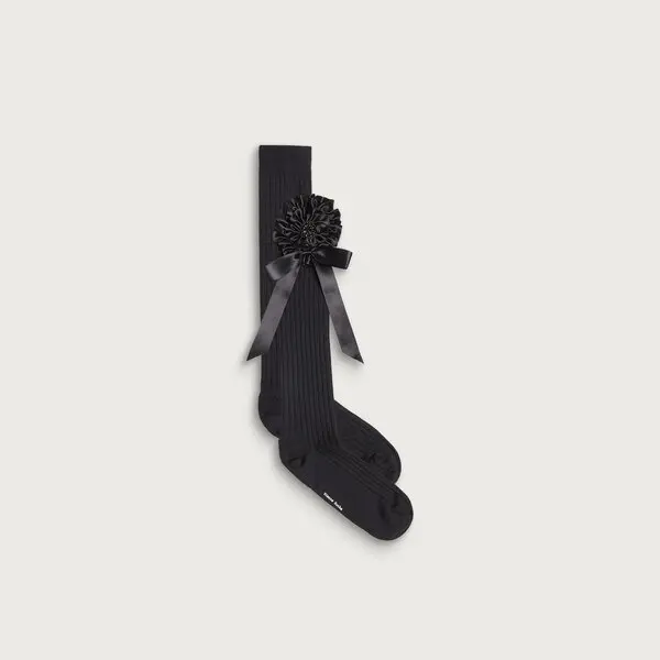 Simone Rocha Merino Silk Knee Socks - Black/jet