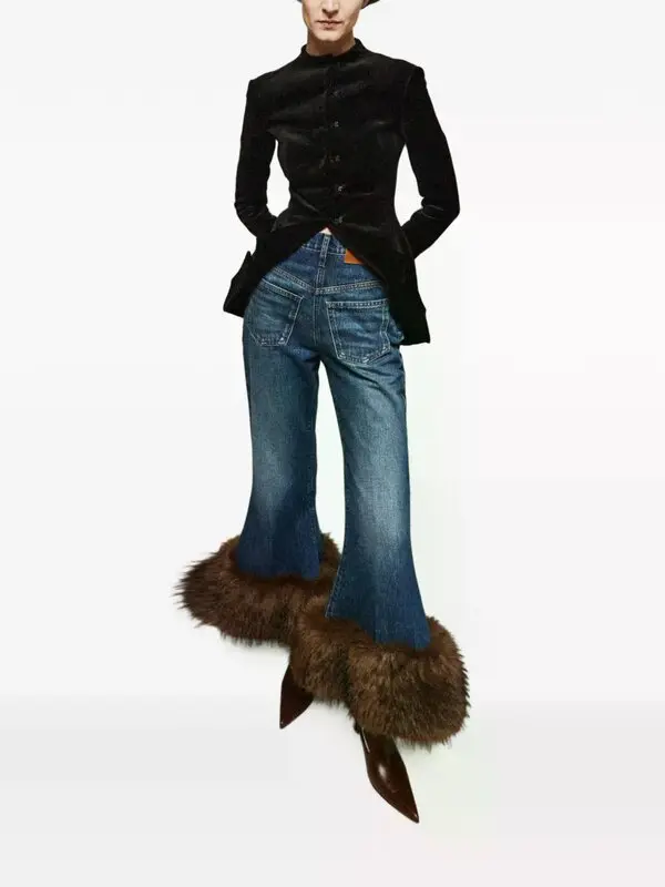 A.W.A.K.E. Mode Faux-fur Hem Flared Jeans