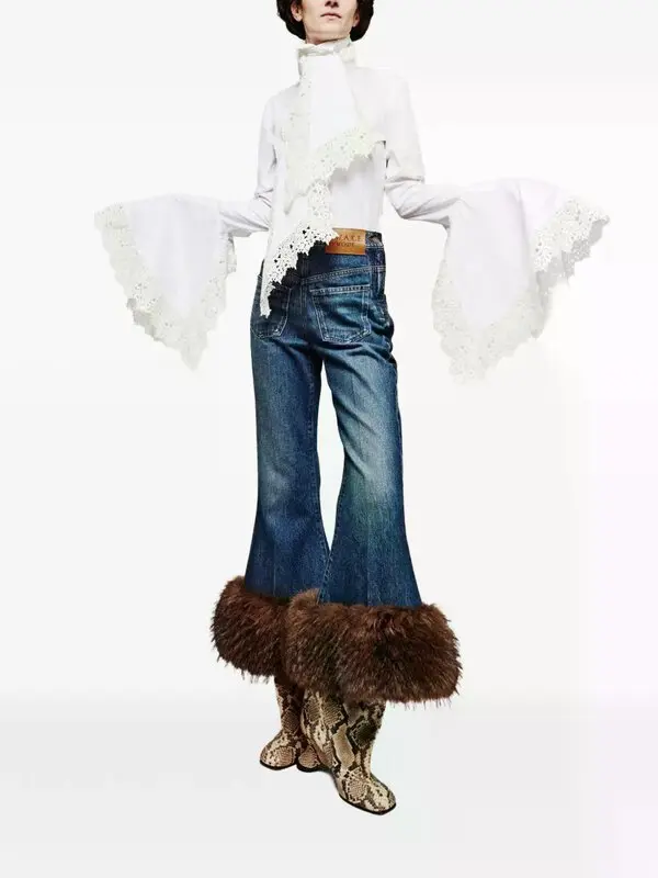 A.W.A.K.E. Mode Faux-fur Hem Flared Jeans
