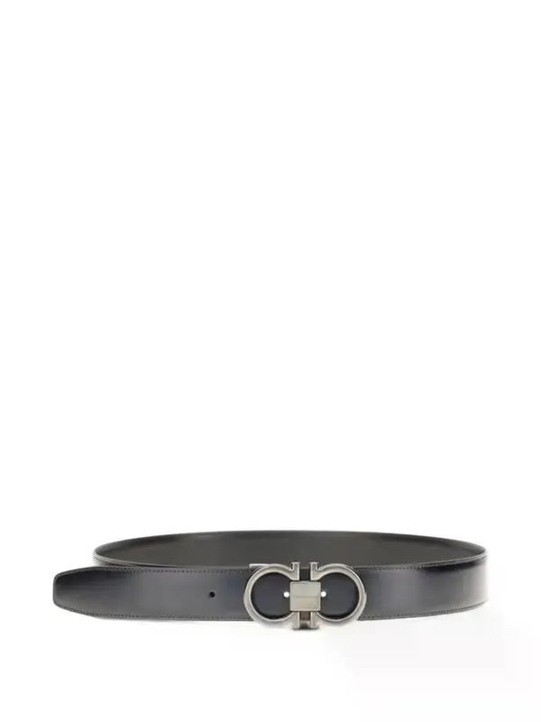 FERRAGAMO Gancini Buckle Leather Belt - Blue