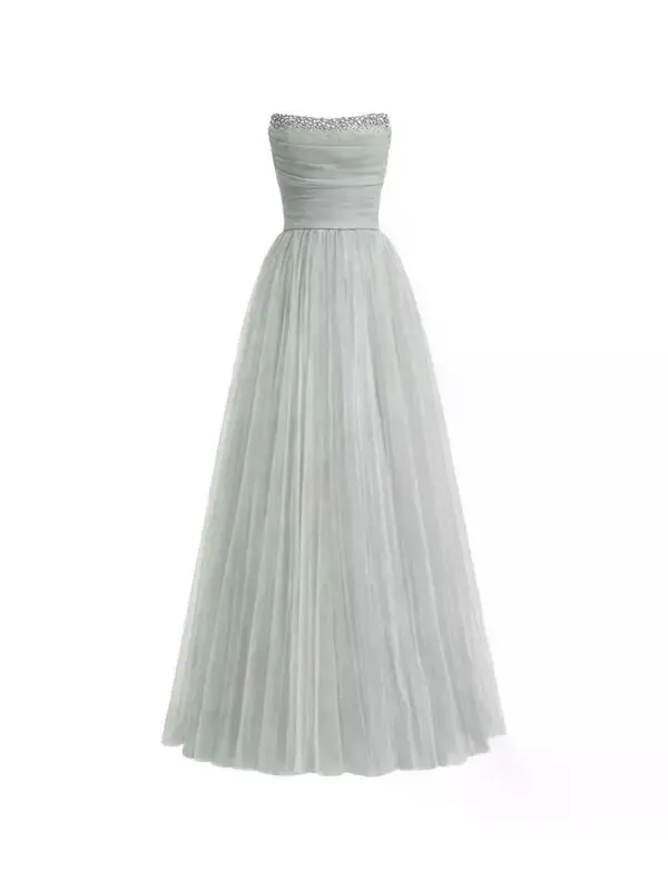 GEMY MAALOUF Crystal-embellished Strapless Gown - Grey
