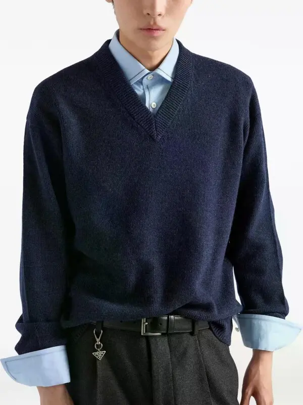 Prada Re-cashmere V-neck Sweater