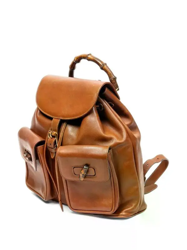Gucci Large Bamboo Leather Backpack