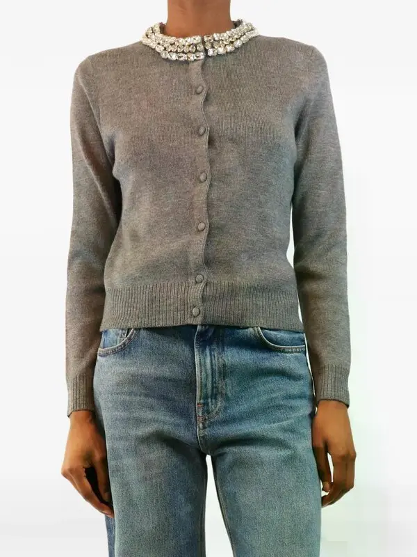 Veronica Beard Bejewelled Wool Cardigan