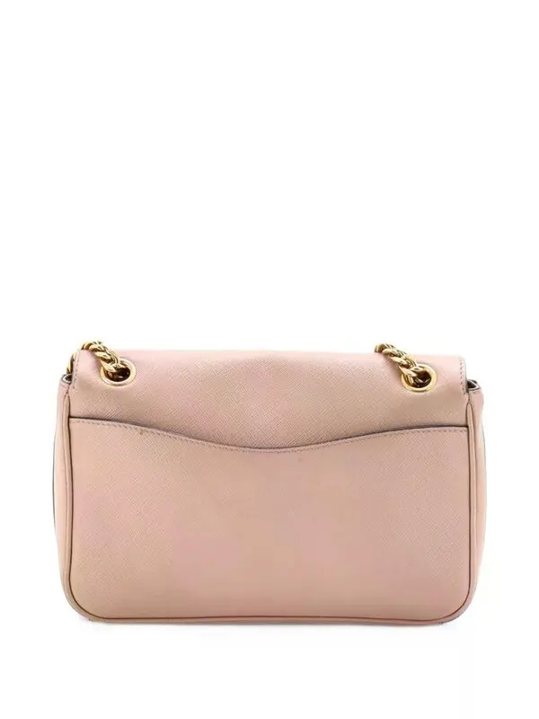 Prada Pattina Flap Shoulder Bag Saffiano Leather Small Crossbody Bag - Neutrals