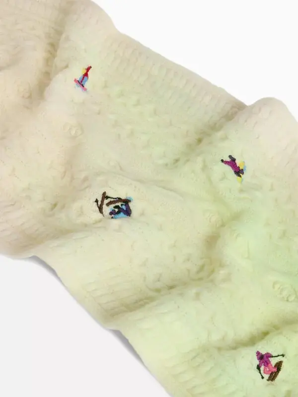 Dsquared2 Après Ski Embroidered-details Knit Wool Scarf