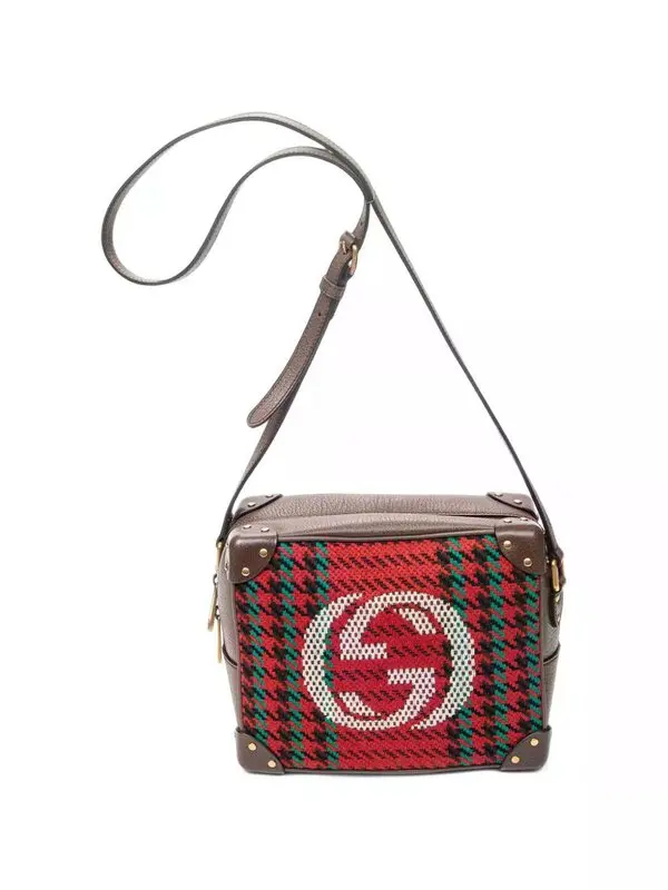Gucci Houndstooth Gg Shoulder Bag - Brown