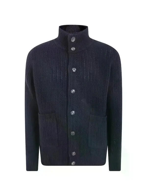 FILIPPO DE LAURENTIIS Ribbed-knit High-neck Cardigan