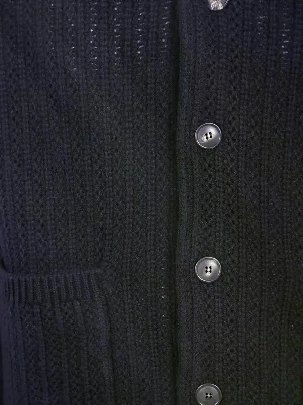FILIPPO DE LAURENTIIS Ribbed-knit High-neck Cardigan