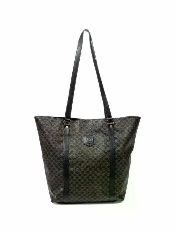 Celine Shopping Logo-patch Shoulder Bag - Brown