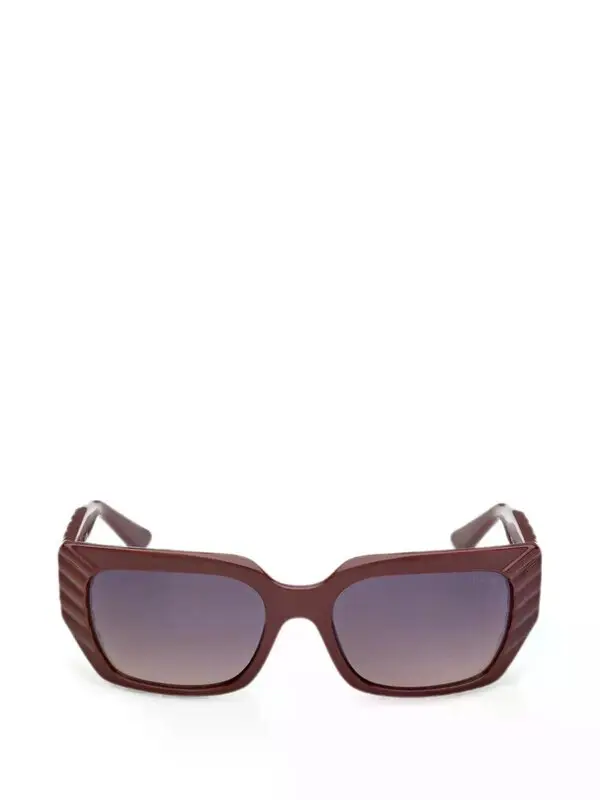Guess Logo-plaque Rectangle-frame Sunglasses - Red