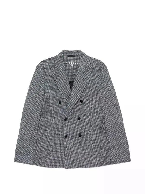 CIRCOLO 1901 Double-breasted Houndstooth Blazer - Blue