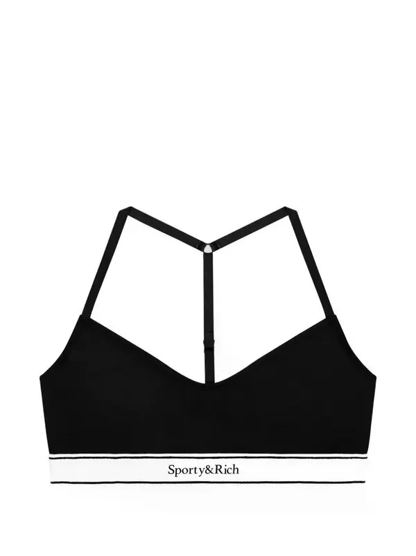 Sporty & Rich Serif Logo Sports Bra - Black