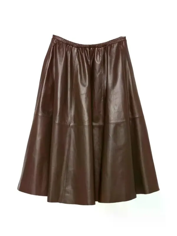 Alberta Ferretti Panelled Leather Maxi Skirt - Brown