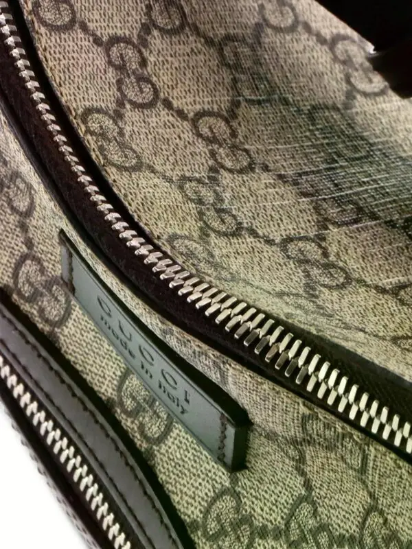 Gucci Front Zip Messenger Gg Coated Canvas Medium Crossbody Bag