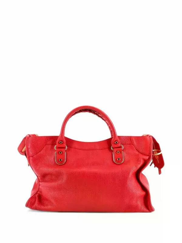 Balenciaga City Classic Metallic Edge Bag Leather Medium Satchel - Red