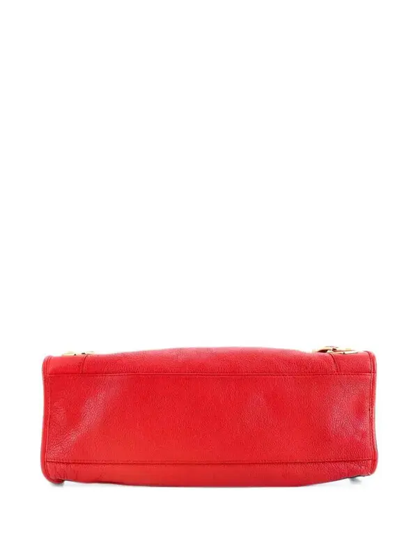 Balenciaga City Classic Metallic Edge Bag Leather Medium Satchel - Red