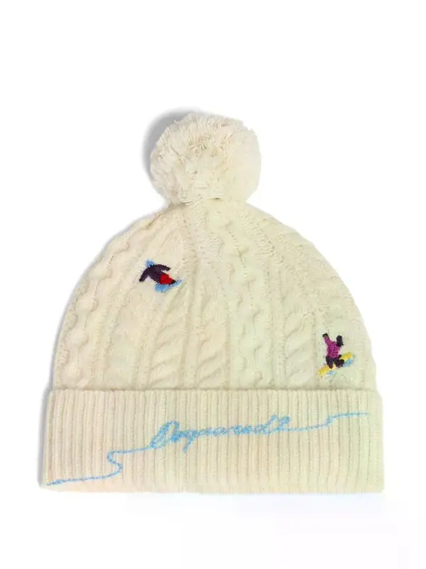 Dsquared2 Cable-knit Pompom Beanie Hat - Neutrals