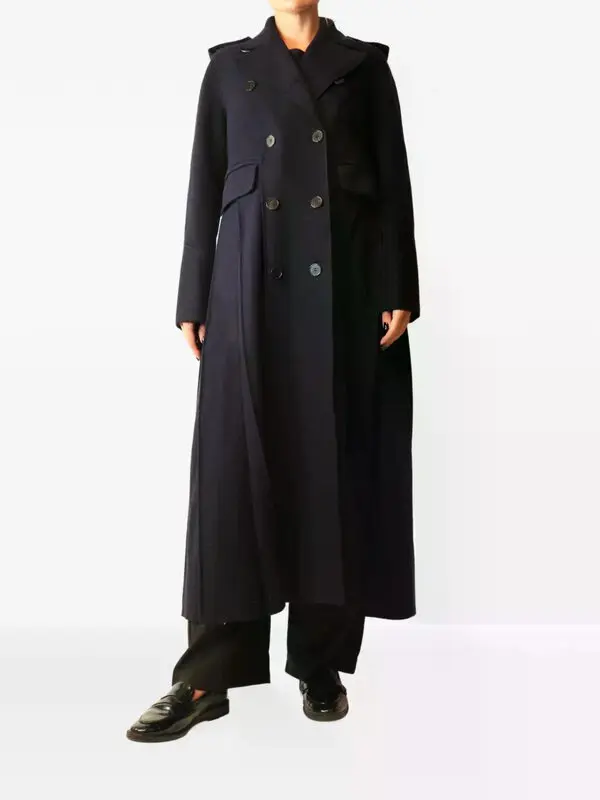 Valentino Garavani Pleated Double-breasted Coat - Blue