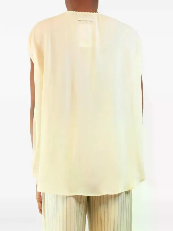 Giorgio Armani Half-zip Cap-sleeve Blouse