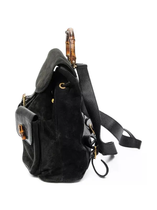 Gucci Large Bamboo Leather-trim Backpack