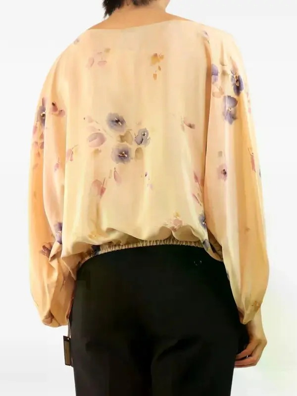 Loro Piana Floral-print Silk Top - Neutrals
