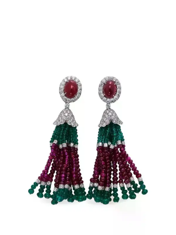 David Webb Ruby And Diamond Tassel Earrings