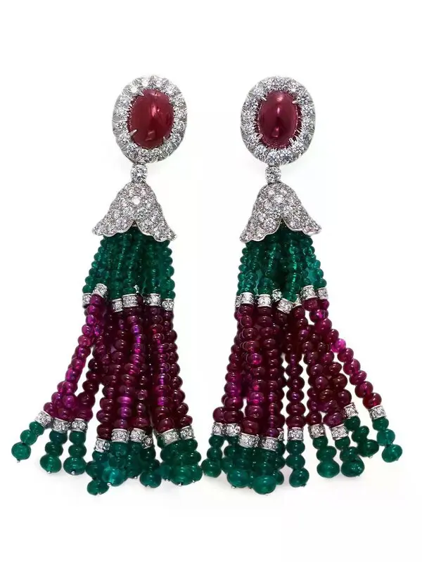 David Webb Ruby And Diamond Tassel Earrings