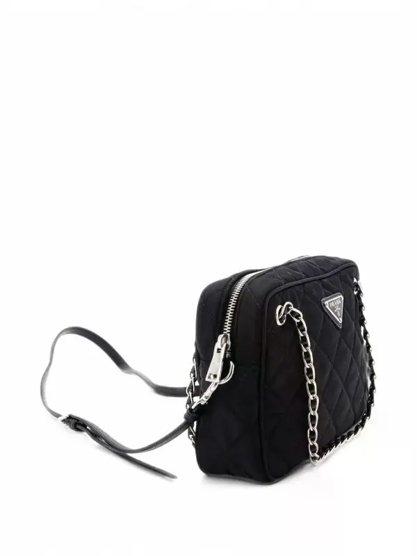 Prada Camera Bag Quilted Tessuto Small Shoulder Bag - Black