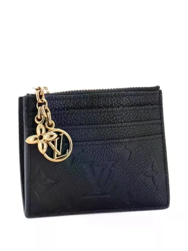 LOUIS VUITTON Flora Monogram Empreinte Leather Card Holder - Black