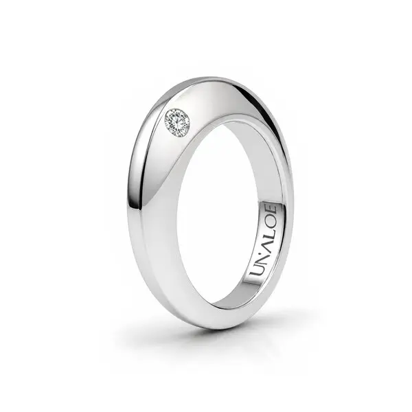 UNALOE Clear Quartz Band Ring – Sterling Silver - Silver/white