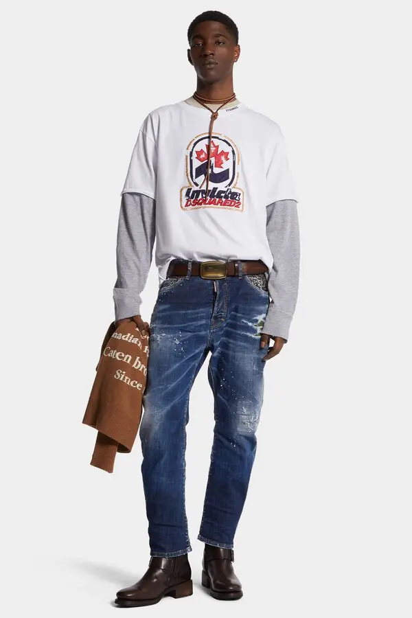 Dsquared2 Dark Broken Knee Wash Bro Jeans