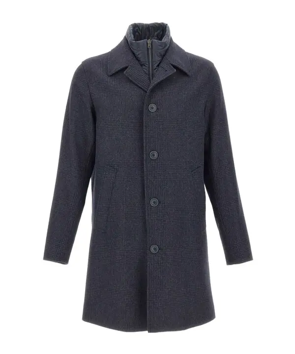 Herno Checked Bib-insert Coat - Blue
