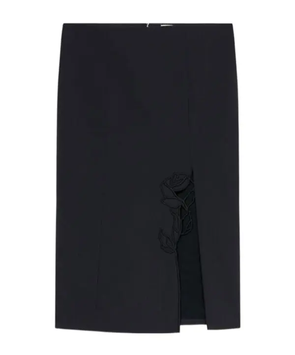 Blumarine Embroidered-slit Midi Skirt - Black